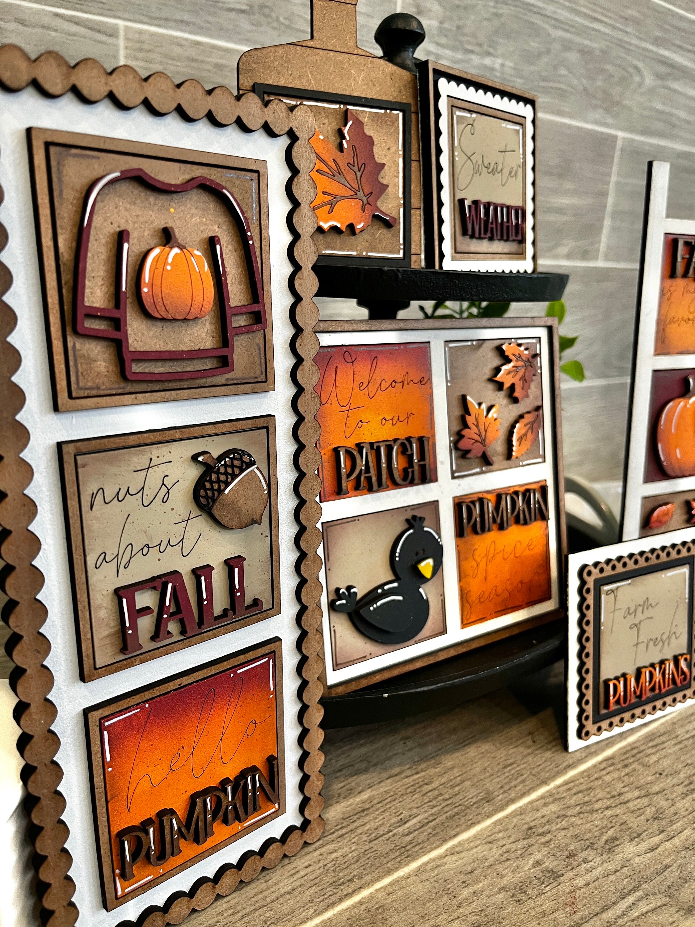 MINI Fall Interchangeable Leaning Sign File SVG, Pumpkin Tiered Tray ...