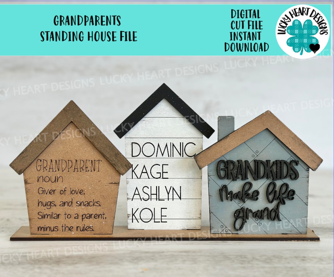 Grandparents Standing Houses Centerpiece File SVG, Grandkids, Grandma ...