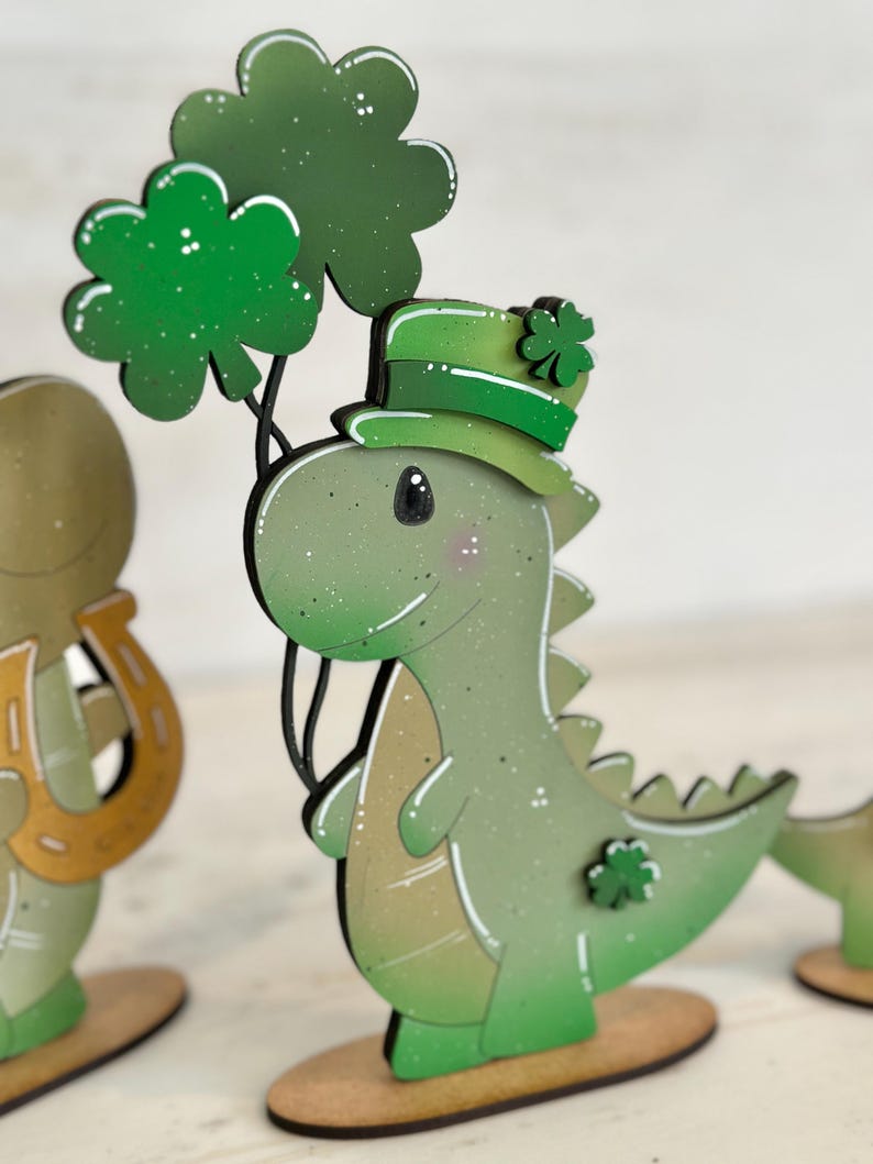 Dinosaur St. Patrick's Day Standing File SVG TINY, Lucky, Clover ...