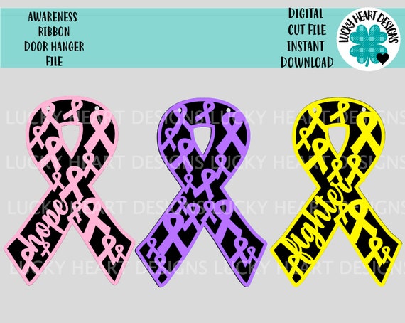 Awareness Ribbon Door Hanger File SVG Cancer Fundraiser | Etsy