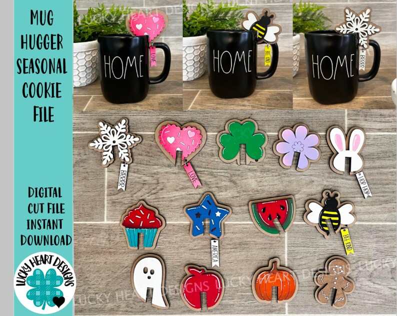 Mug Hugger Seasonal Cookie File SVG, Glowforge Tiered Tray ...