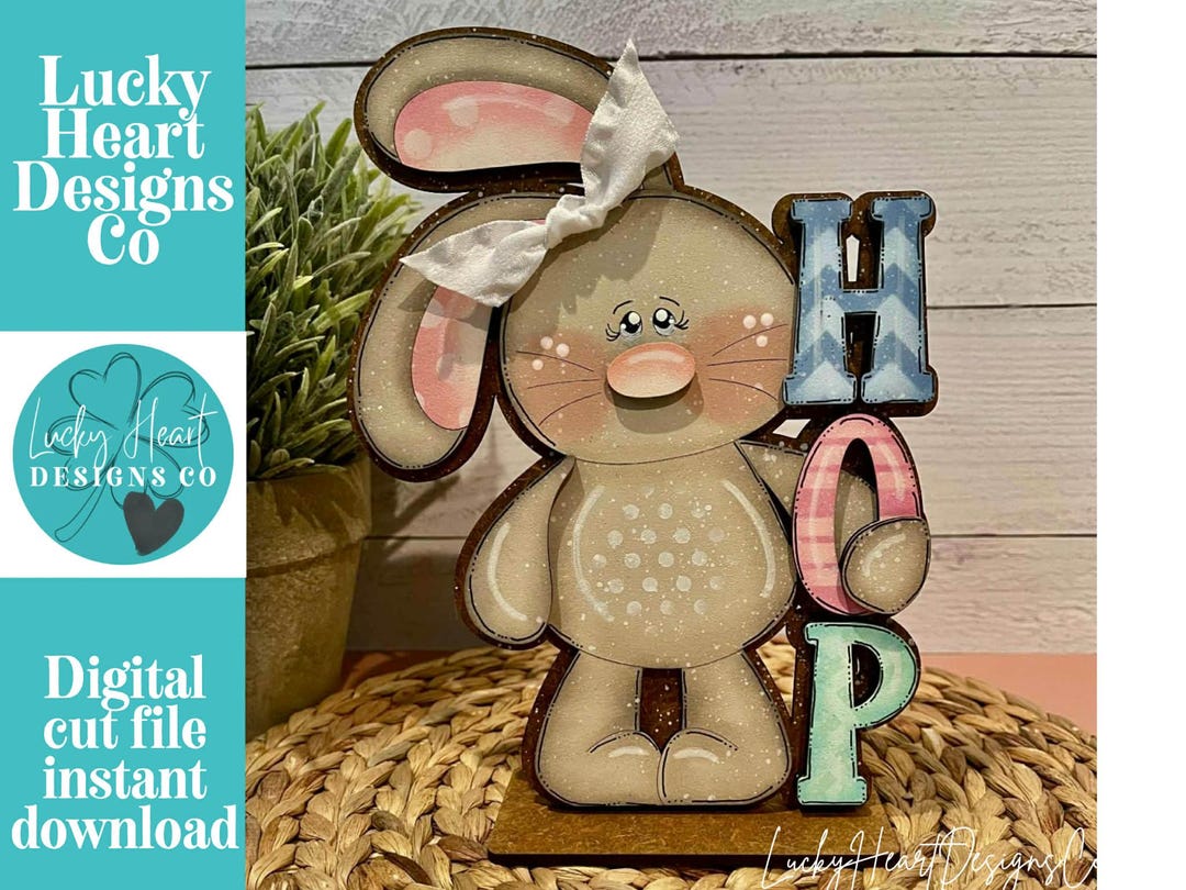 Floppy Easter Bunny HOP Standing File SVG, Glowforge, Tiered Tray, Egg ...
