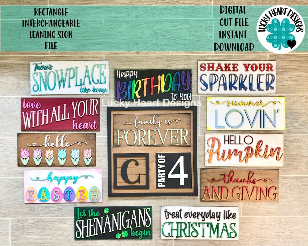 Rectangle Interchangeable Leaning Sign File SVG, Seasonal Home Sign ...