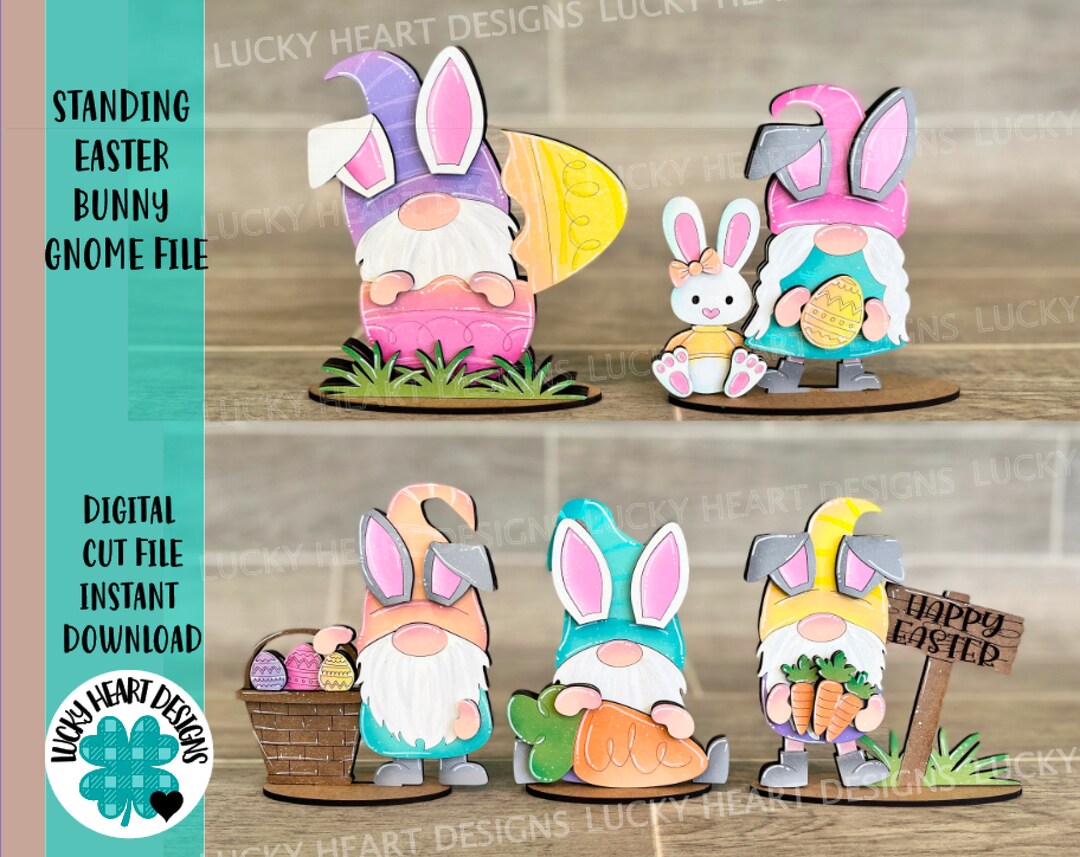 Standing Easter Bunny Gnome File SVG, Tiered Tray Holiday Decor ...