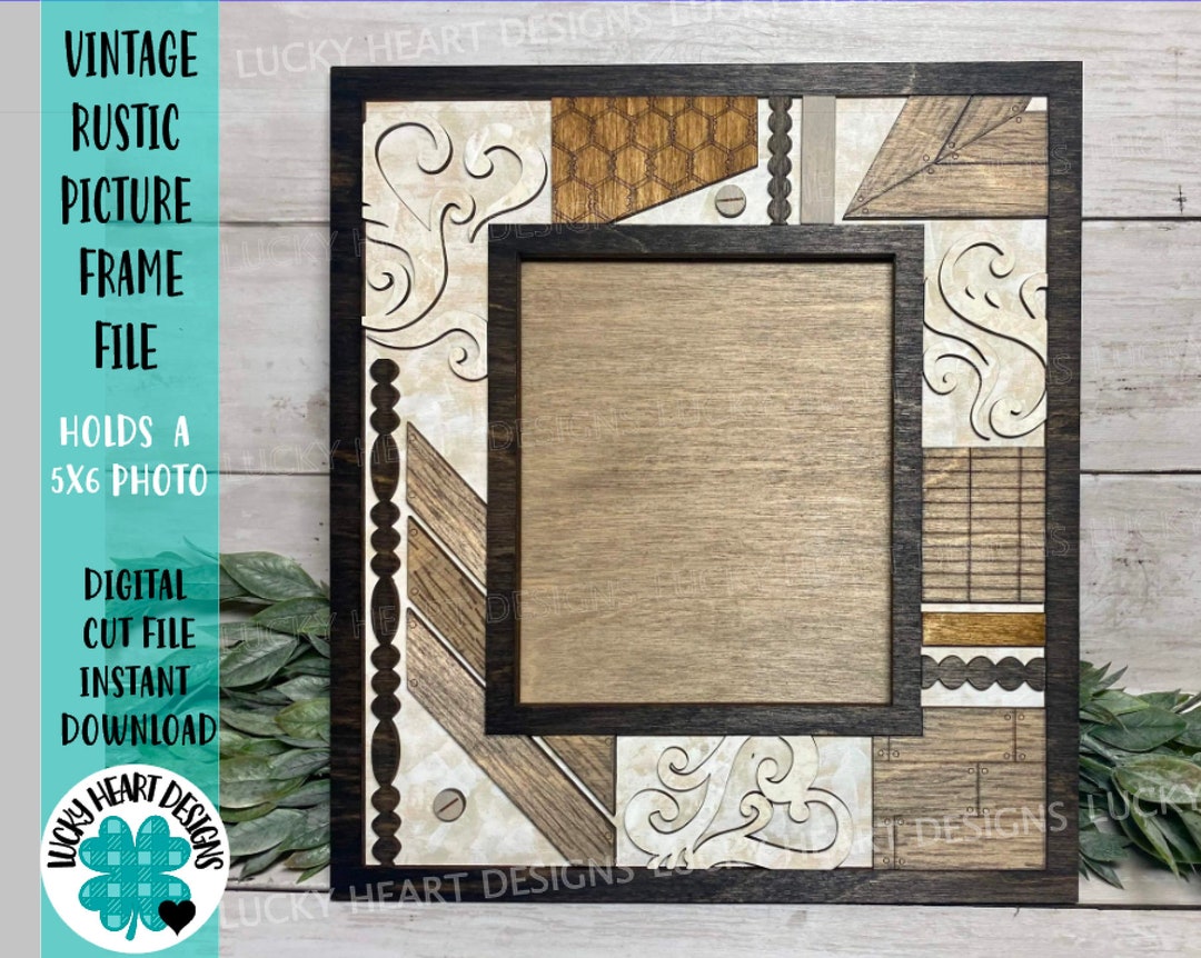 Vintage Rustic Picture Frame File SVG, Glowforge Farmhouse ...