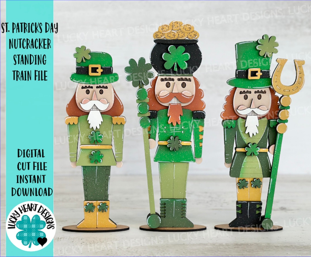 St. Patrick's Day Nutcracker Standing File SVG, Glowforge, Clover ...