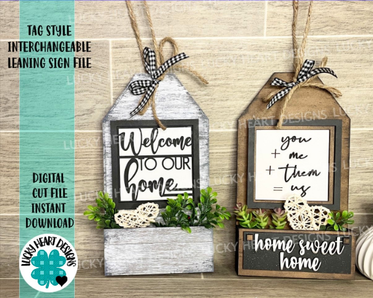 Tag Style Interchangeable Leaning Sign File SVG, Glowforge ...