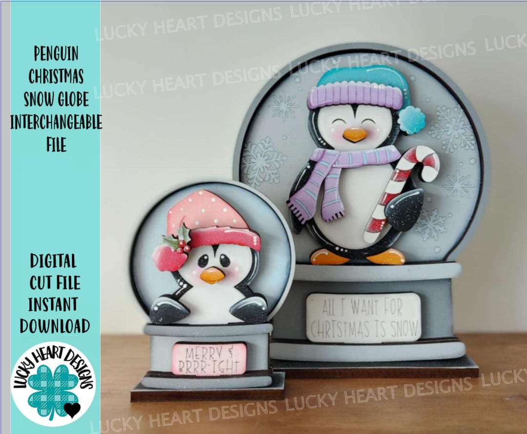Penguin Christmas Snow Globe Interchangeable File SVG, TINY, Presents ...