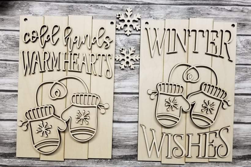 Winter Wishes Mittens Door Hanger Sign File File SVG - Etsy
