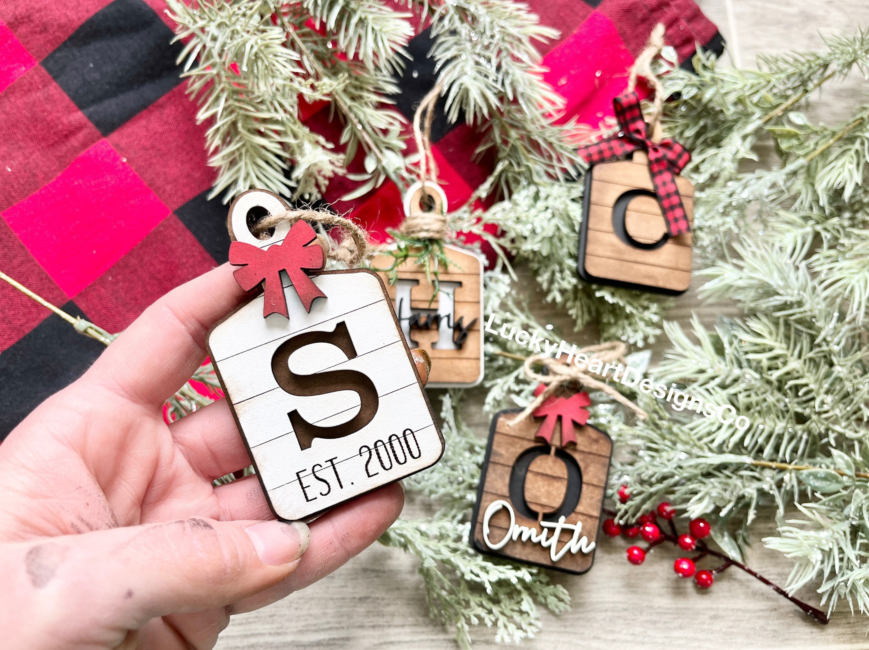 Cutting Board Initial Christmas Ornament File SVG Glowforge - Etsy