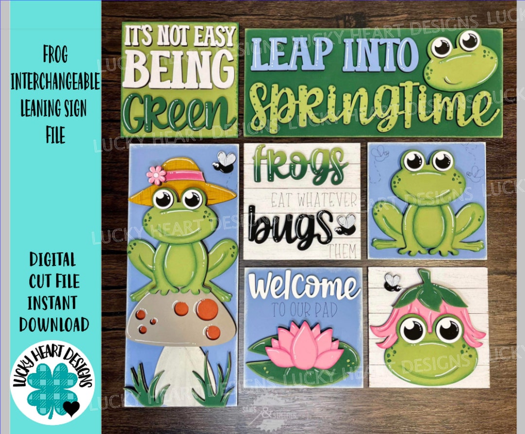 Frog Spring Interchangeable Leaning Sign File SVG, Mushroom, Tiered ...