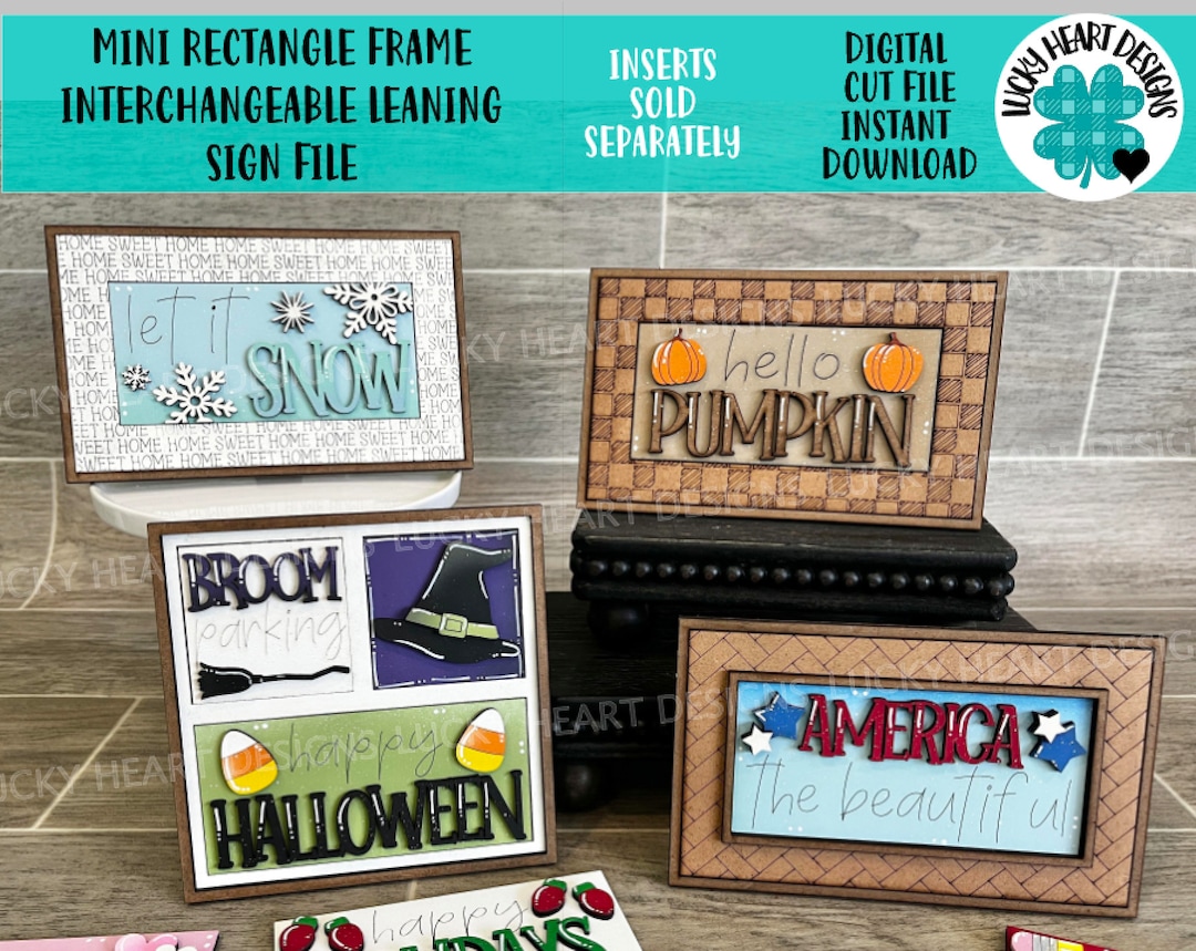 MINI Rectangle Frame Interchangeable Leaning Sign File SVG, Tiered Tray ...