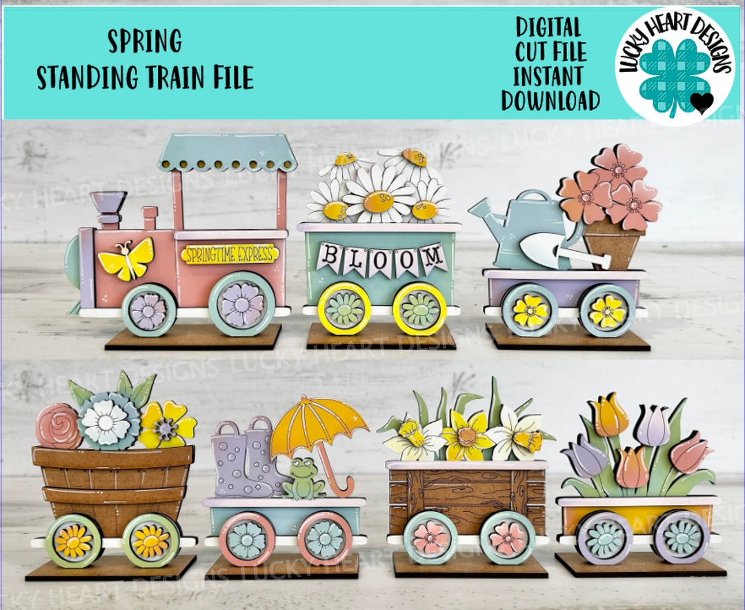 Spring Standing Train File SVG, Daisy, Flower, Umbrella, Daffodil ...