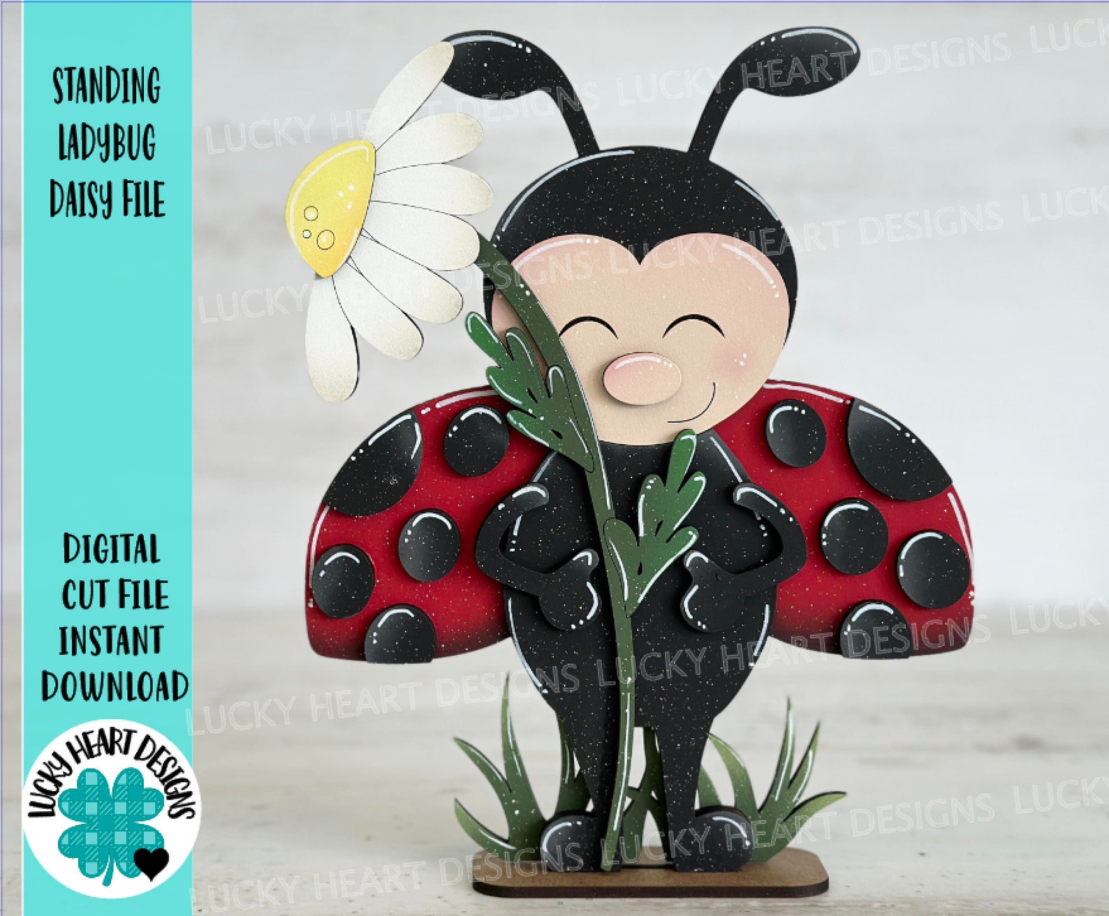 Standing Ladybug Daisy File SVG, Glowforge, Flower, Spring, Butterfly ...