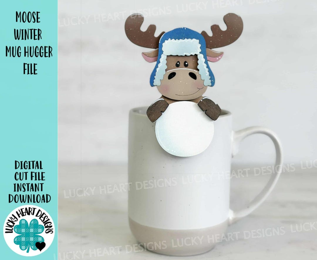 Moose Winter Mug Hugger File SVG, Glowforge, Tiered Tray, Tray Decor ...