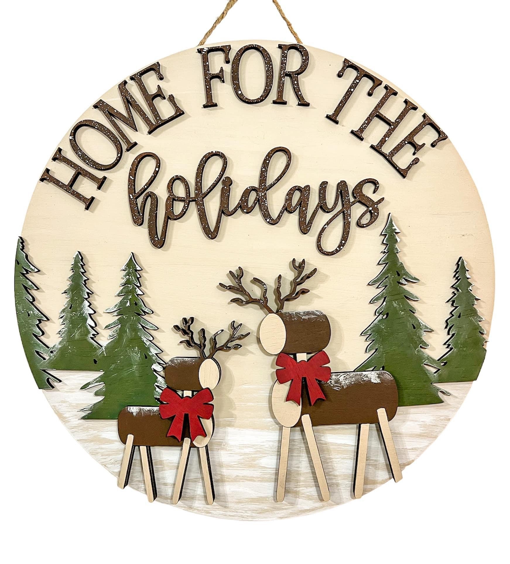 Home for the Holidays Rustic Christmas Door Hanger Sign File - Etsy