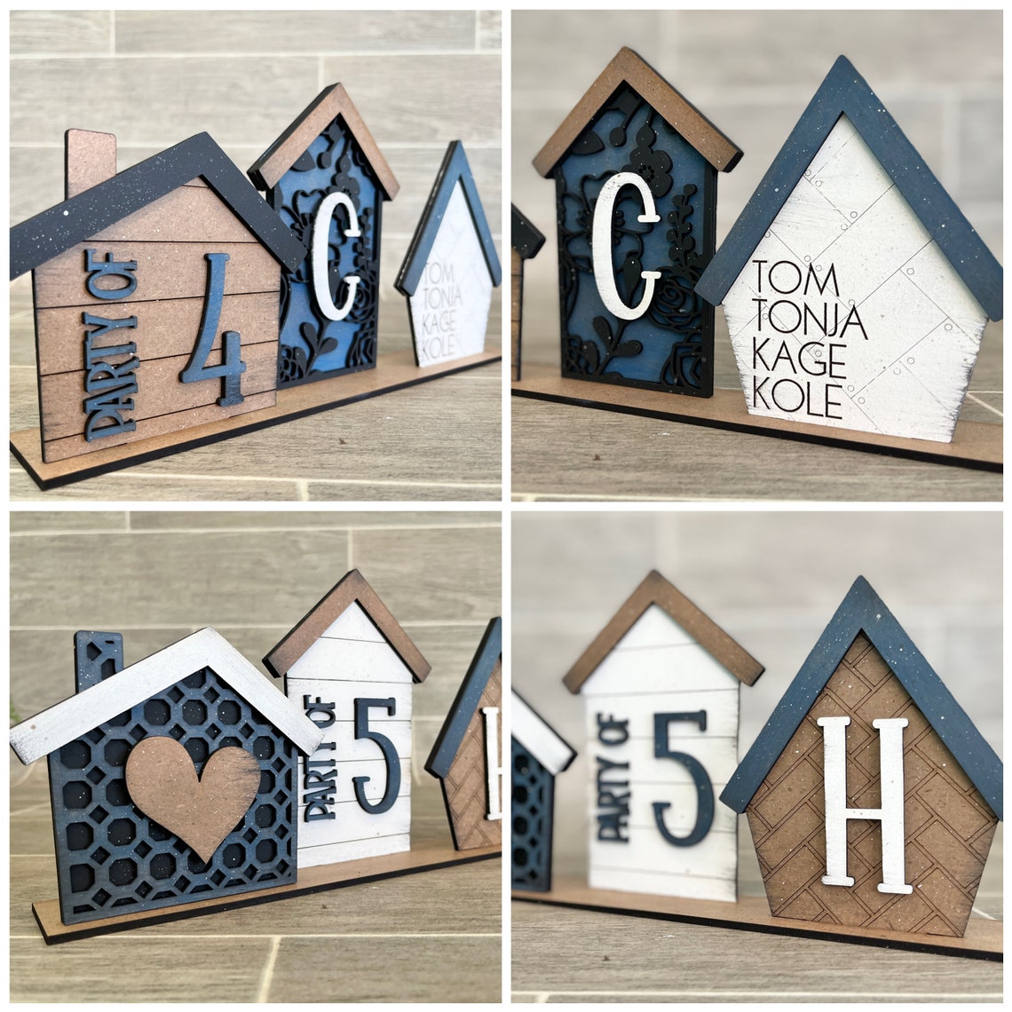 Party of Family Home Standing Houses Centerpiece File SVG, Mantle Decor ...