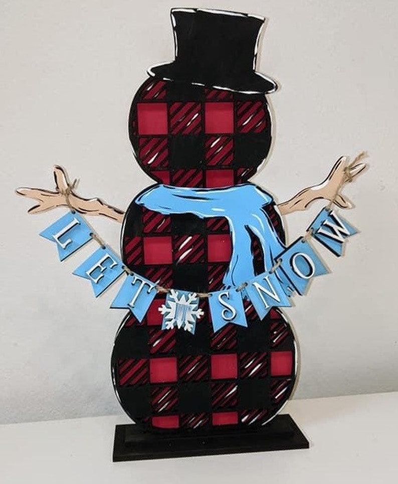 Patterned Standing Snowmen File SVG, Snowman Glowforge ...