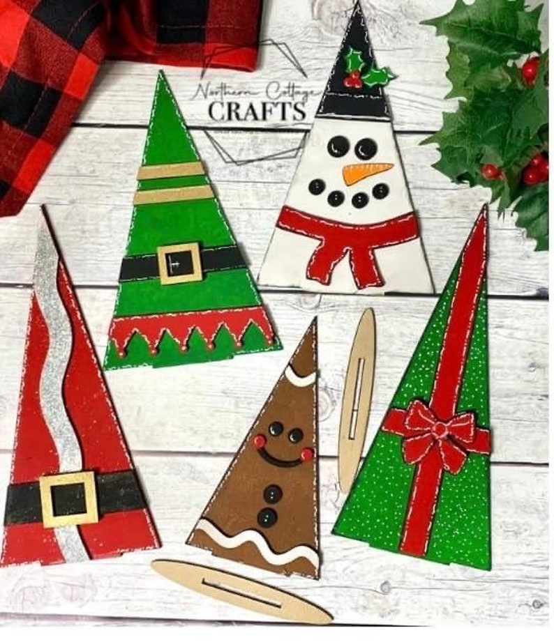 Christmas Character Tree File SVG, Santa Kids Craft, Glowforge ...