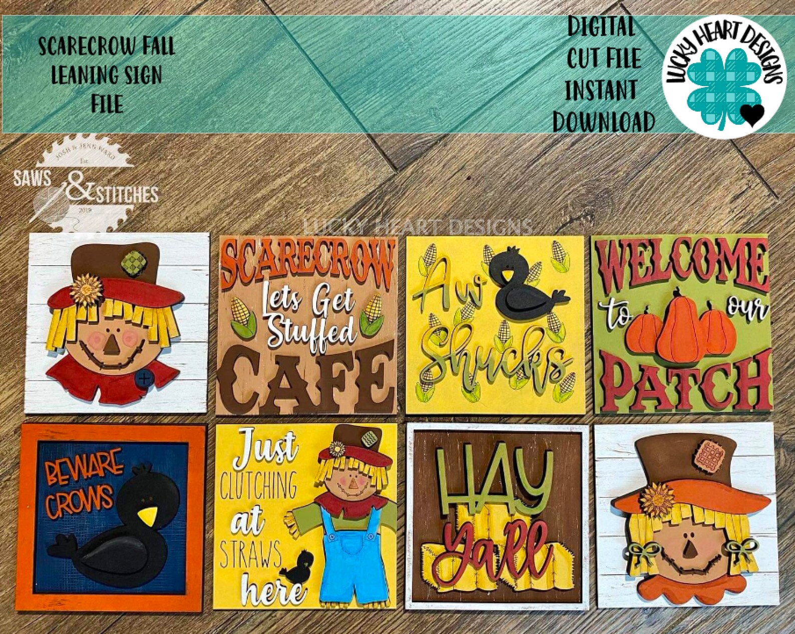 Scarecrow Fall Interchangeable Leaning Sign File SVG, Glowforge ...