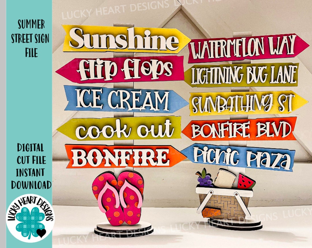 Summer Street Sign File SVG, Glowforge Summer, Luckyheartdesignsco - Etsy