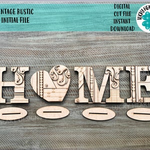 Vintage Rustic Initials File SVG, Glowforge Farmhouse ...