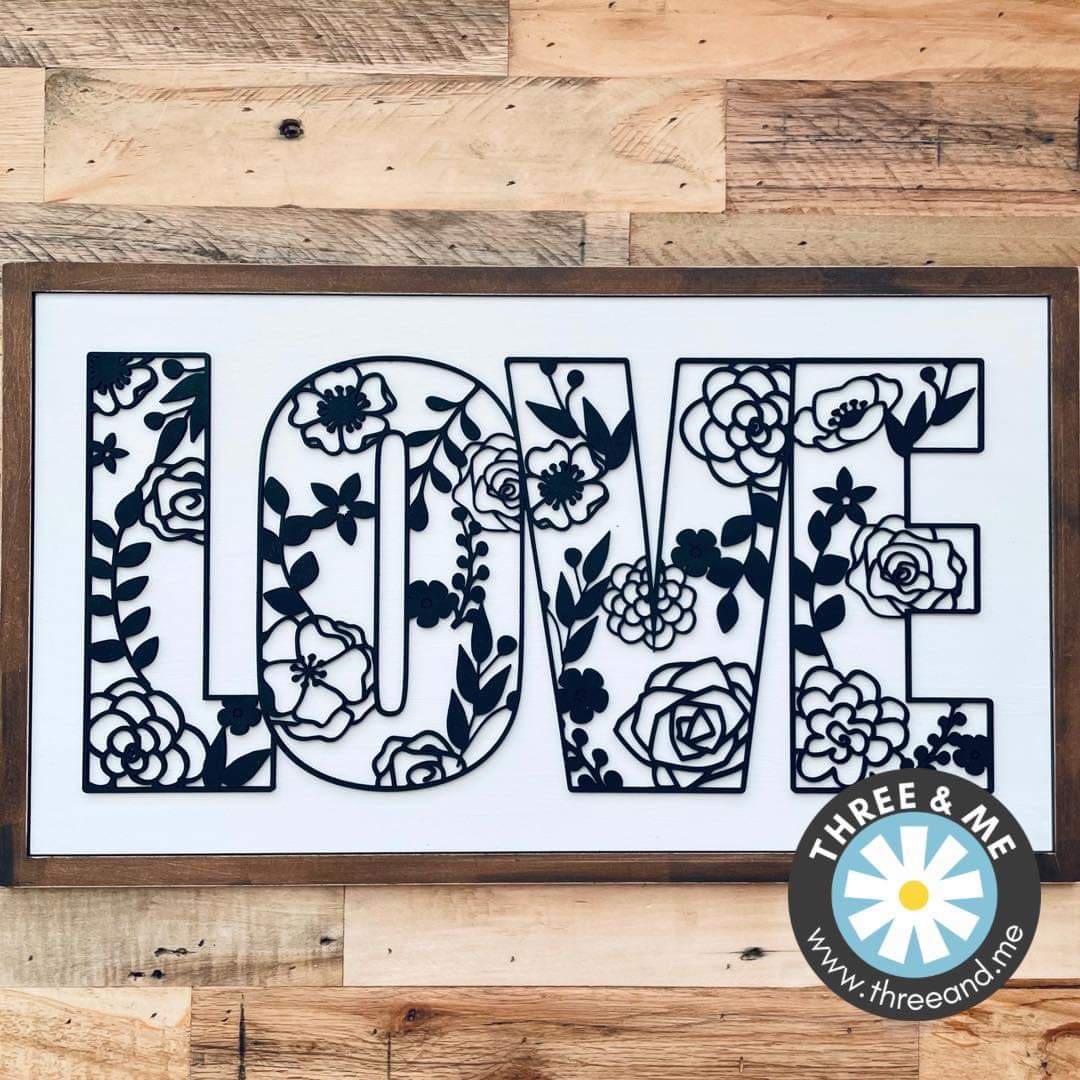Floral LOVE Sign SVG File Glowforge Valentine's Day Diy - Etsy