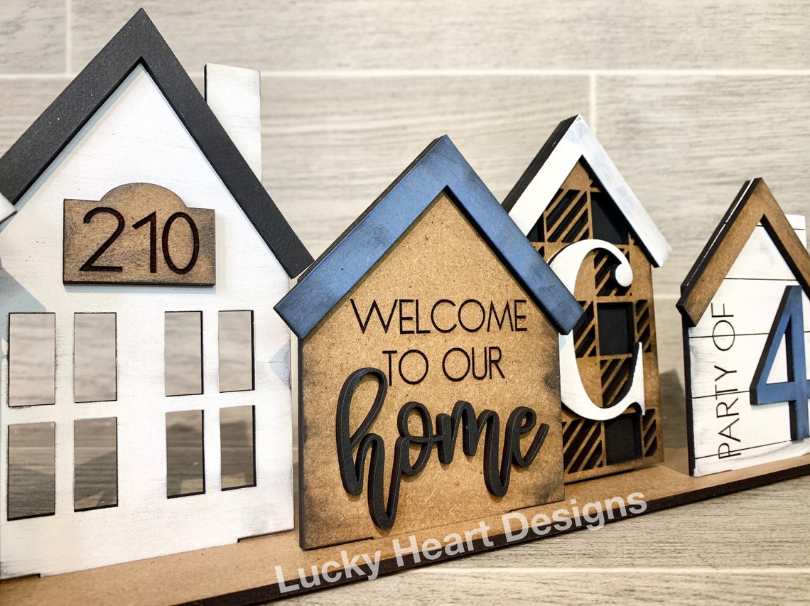 Family Home Standing Houses Centerpiece File SVG Mantle Decor - Etsy