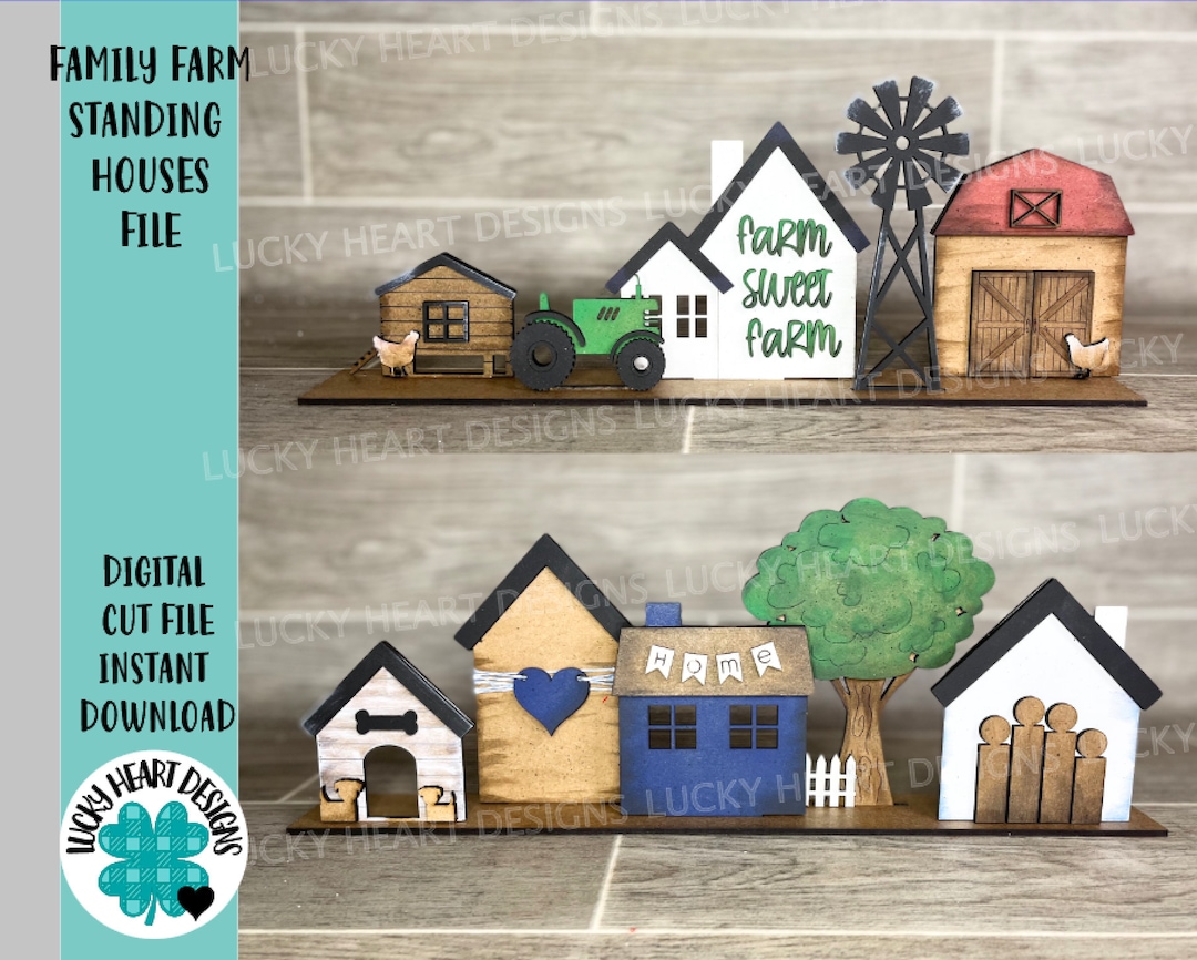 Family Farm Standing Houses File SVG, Home Glowforge ...