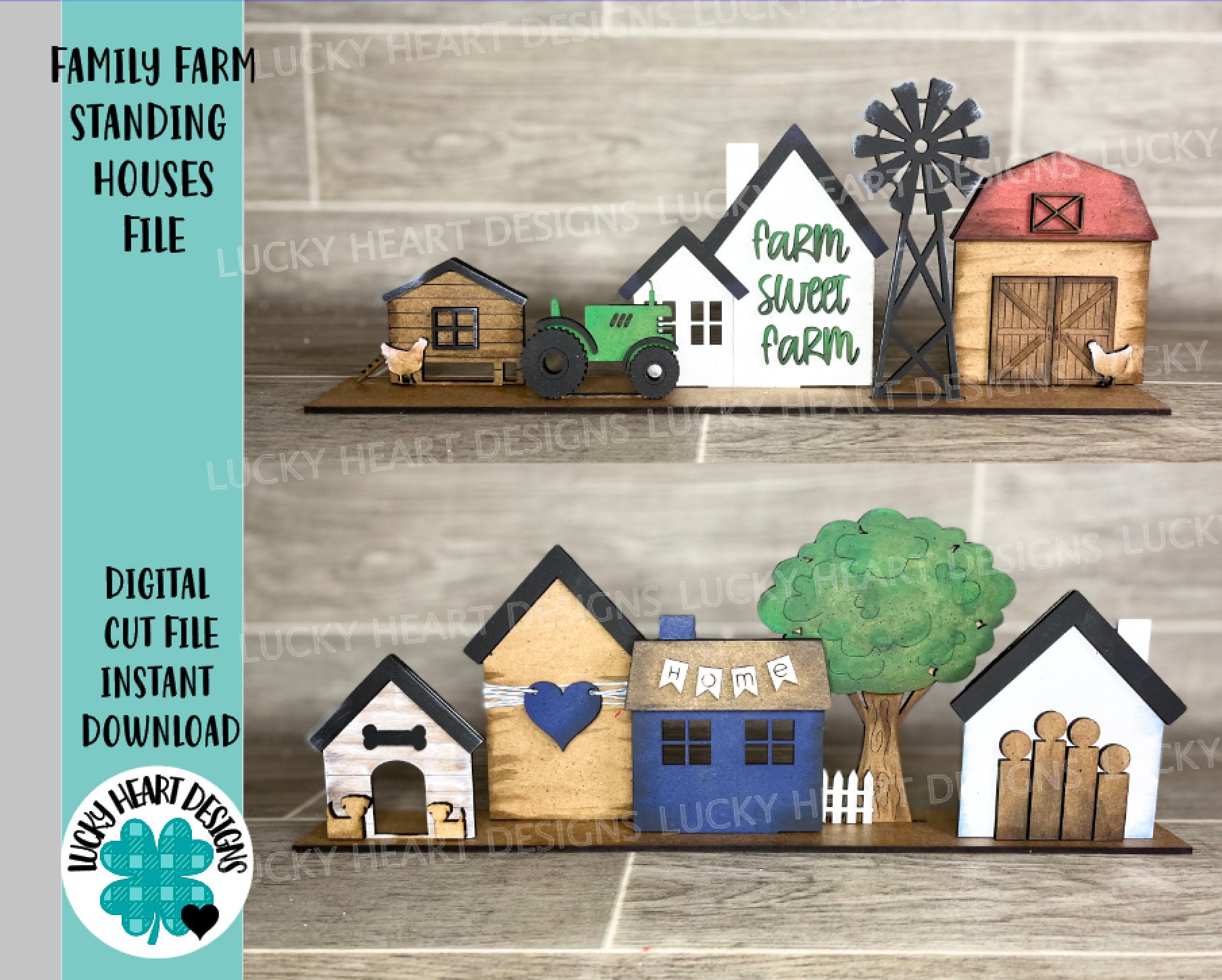 Family Farm Standing Houses File SVG Home Glowforge - Etsy