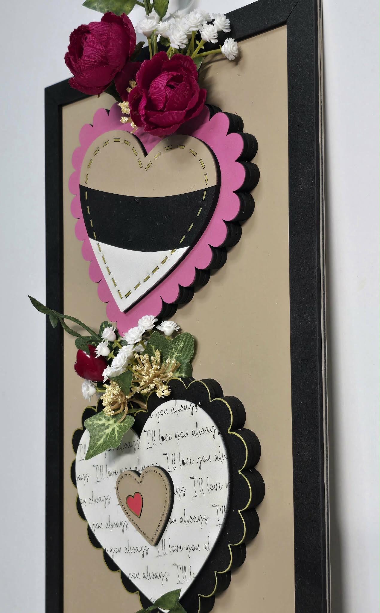 Chunky Heart Flower Vase Vertical Sign File SVG, Stems, Mothers Day ...