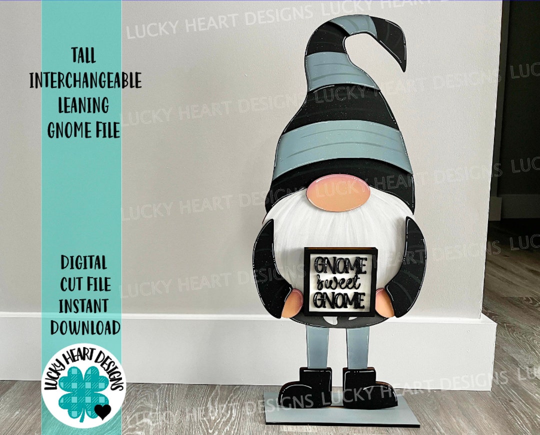 Tall Interchangeable Porch Leaning Sign Gnome File SVG, Glowforge ...