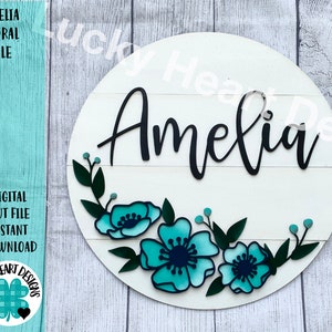 Amelia Floral File SVG, Glowforge Flower Decor, Layered Flowers ...