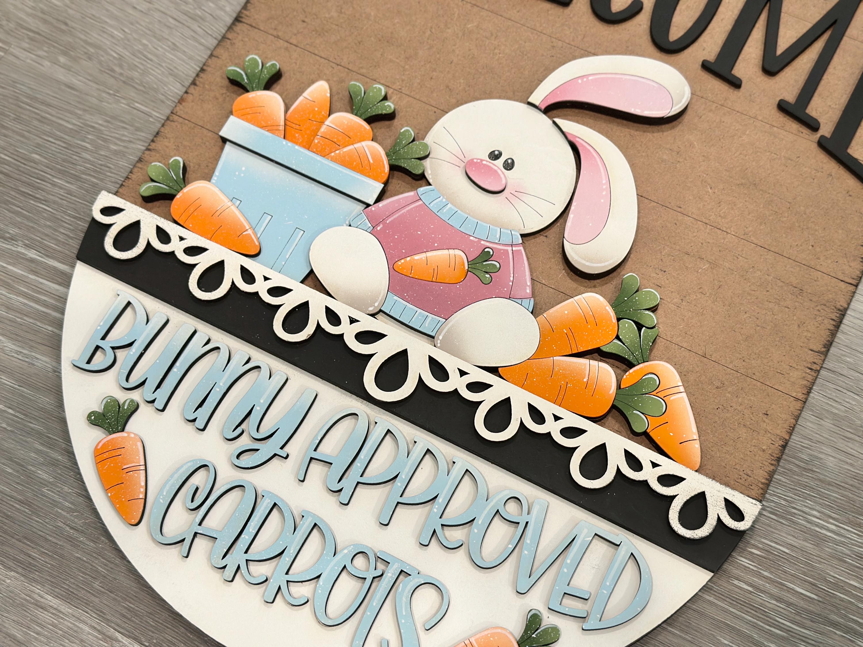 Easter Bunny Carrots Holiday Door Sign Interchangeable File, SVG Bunny ...