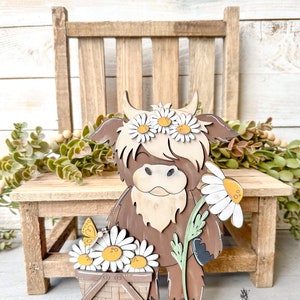 Standing Highland Cow Spring Daisy File SVG, Glowforge, Flower, Farm ...