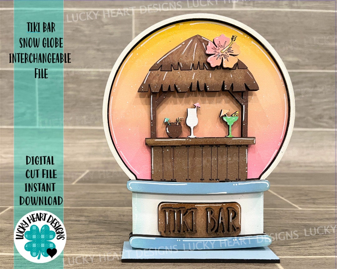 Tiki Bar Snow Globe Interchangeable File SVG, Glowforge, Summer Beach ...