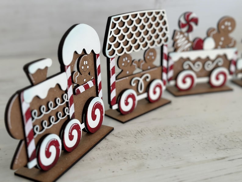Gingerbread Christmas Standing Train File SVG, Santa, Rudolph, Holiday ...