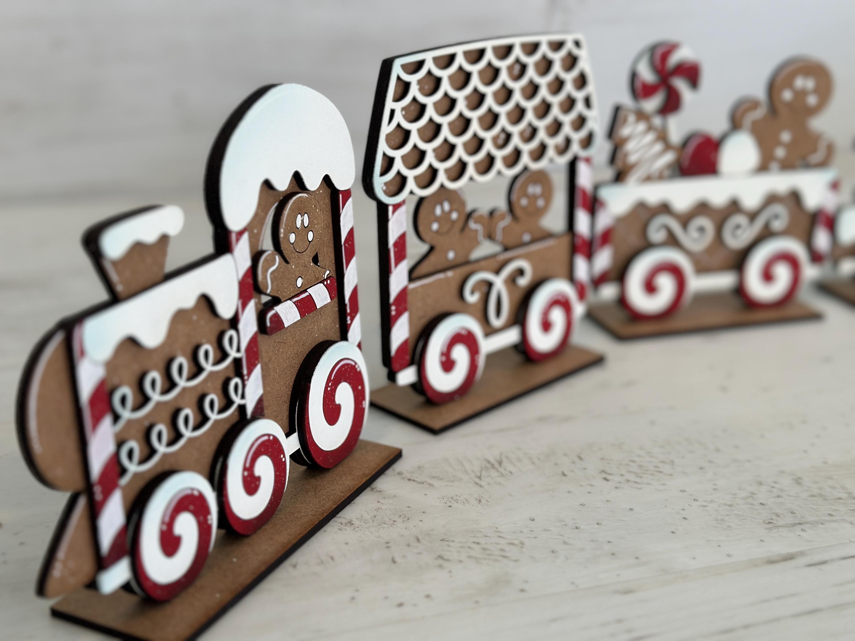 Gingerbread Christmas Standing Train File SVG, Santa, Rudolph, Holiday ...