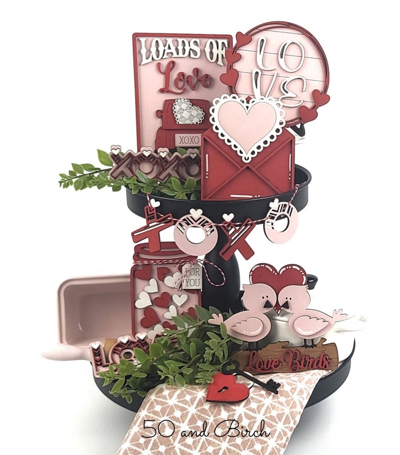 Loads of Love Valentines Tiered Tray File SVG, Tier Tray Glowforge ...