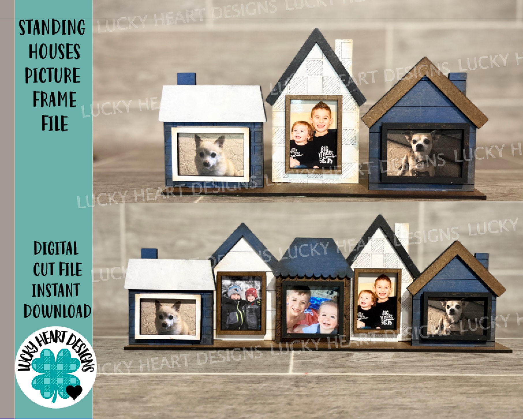 Standing Houses Picture Frame SVG File Photo Frame Glowforge | Etsy