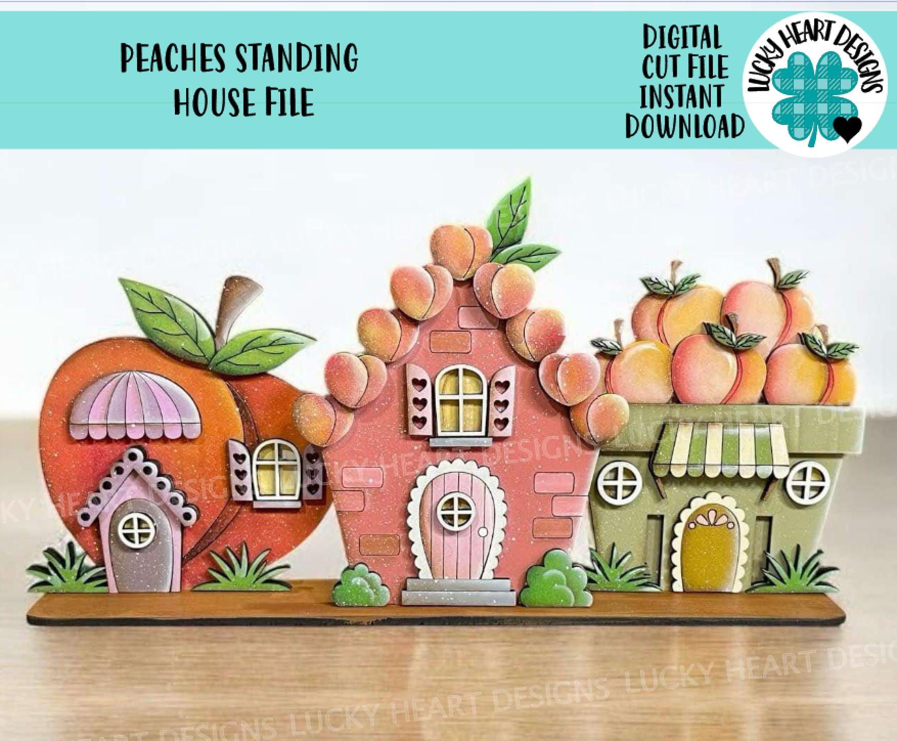 Peaches Standing Houses File SVG, Glowforge, Summer, Spring, Fruit ...