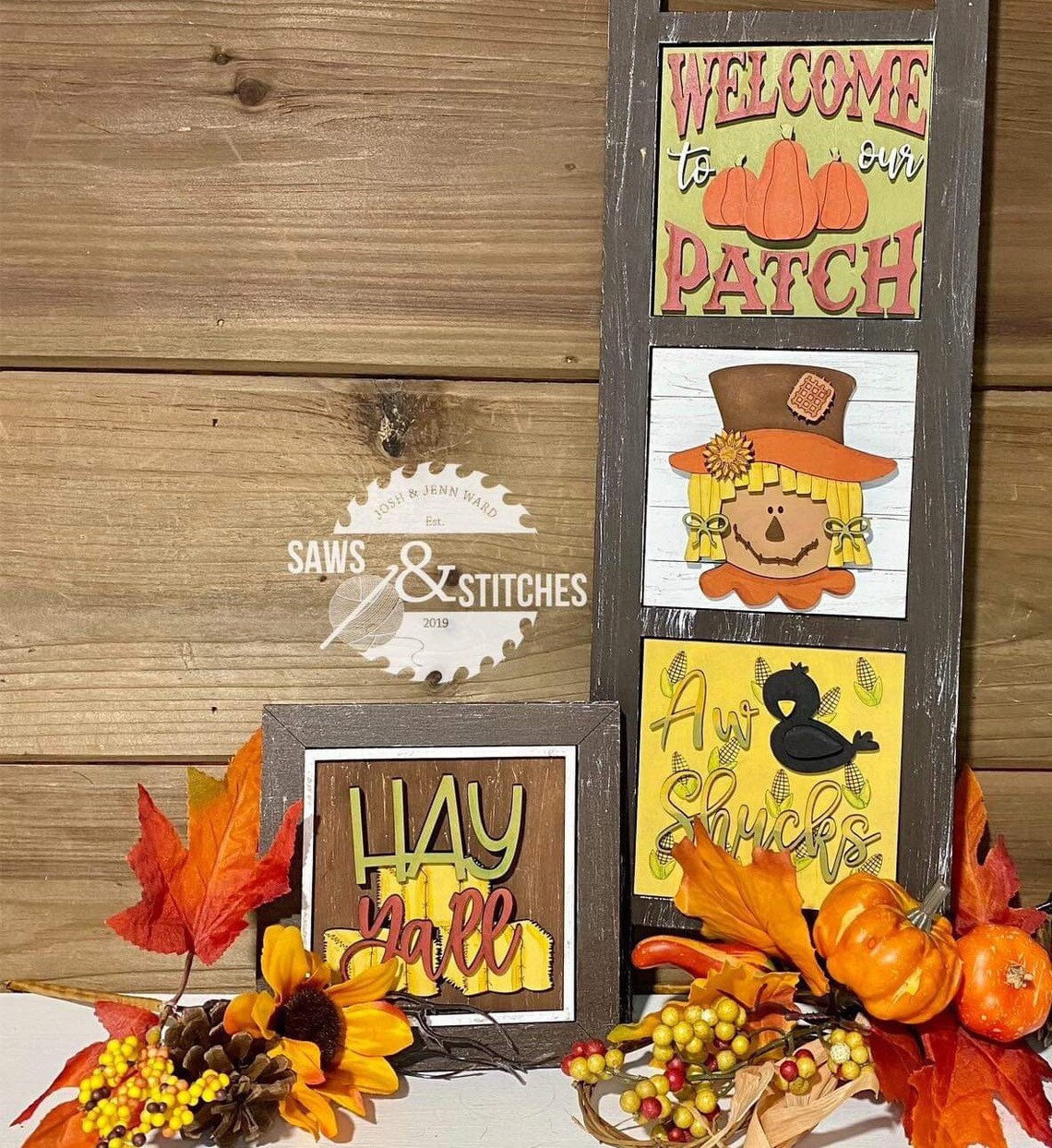 Scarecrow Fall Interchangeable Leaning Sign File SVG | Etsy