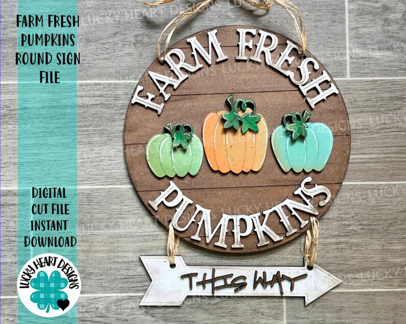 Farm Fresh Pumpkin Round Sign File SVG Glowforge Fall - Etsy