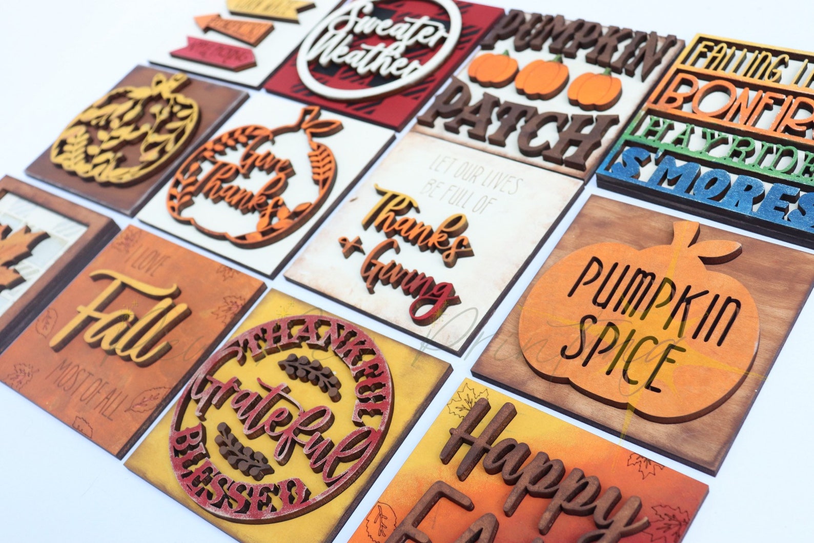 Fall Leaning Sign File SVG Tiered Tray Glowforge - Etsy