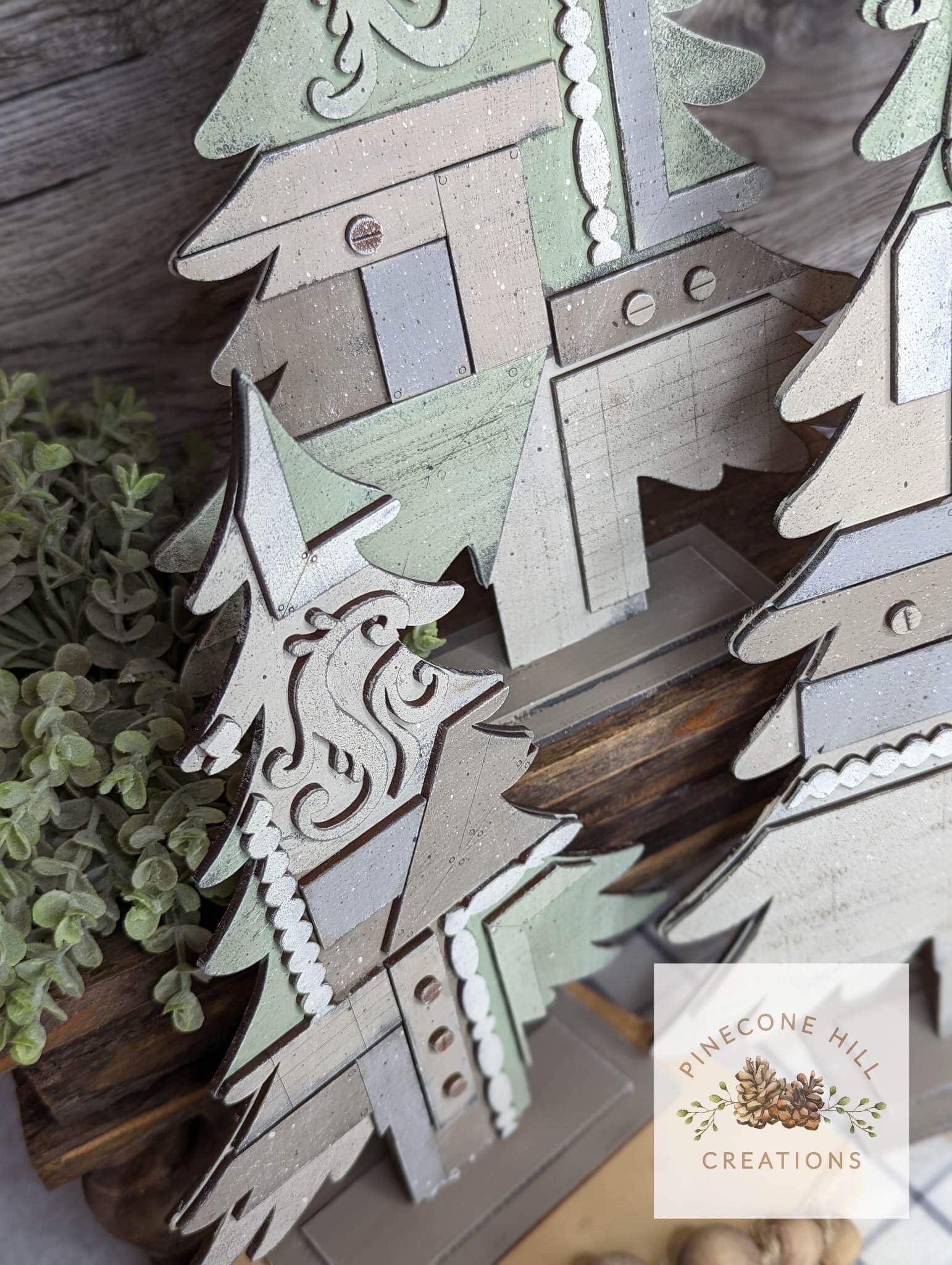 Vintage Rustic Christmas Tree File SVG, Glowforge Farmhouse ...