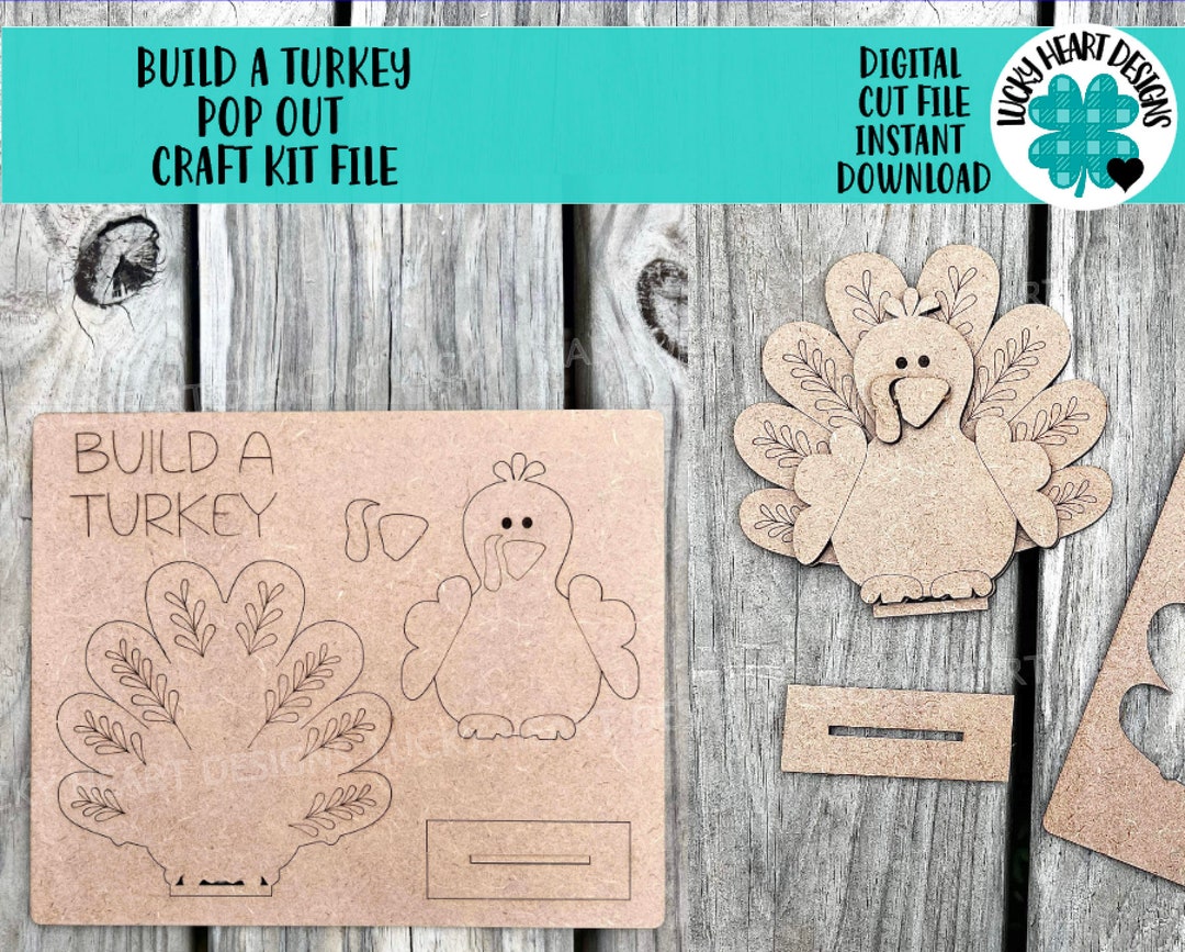 Build A Turkey Pop Out Craft Kit File SVG, Thanksgiving, Gobble ...