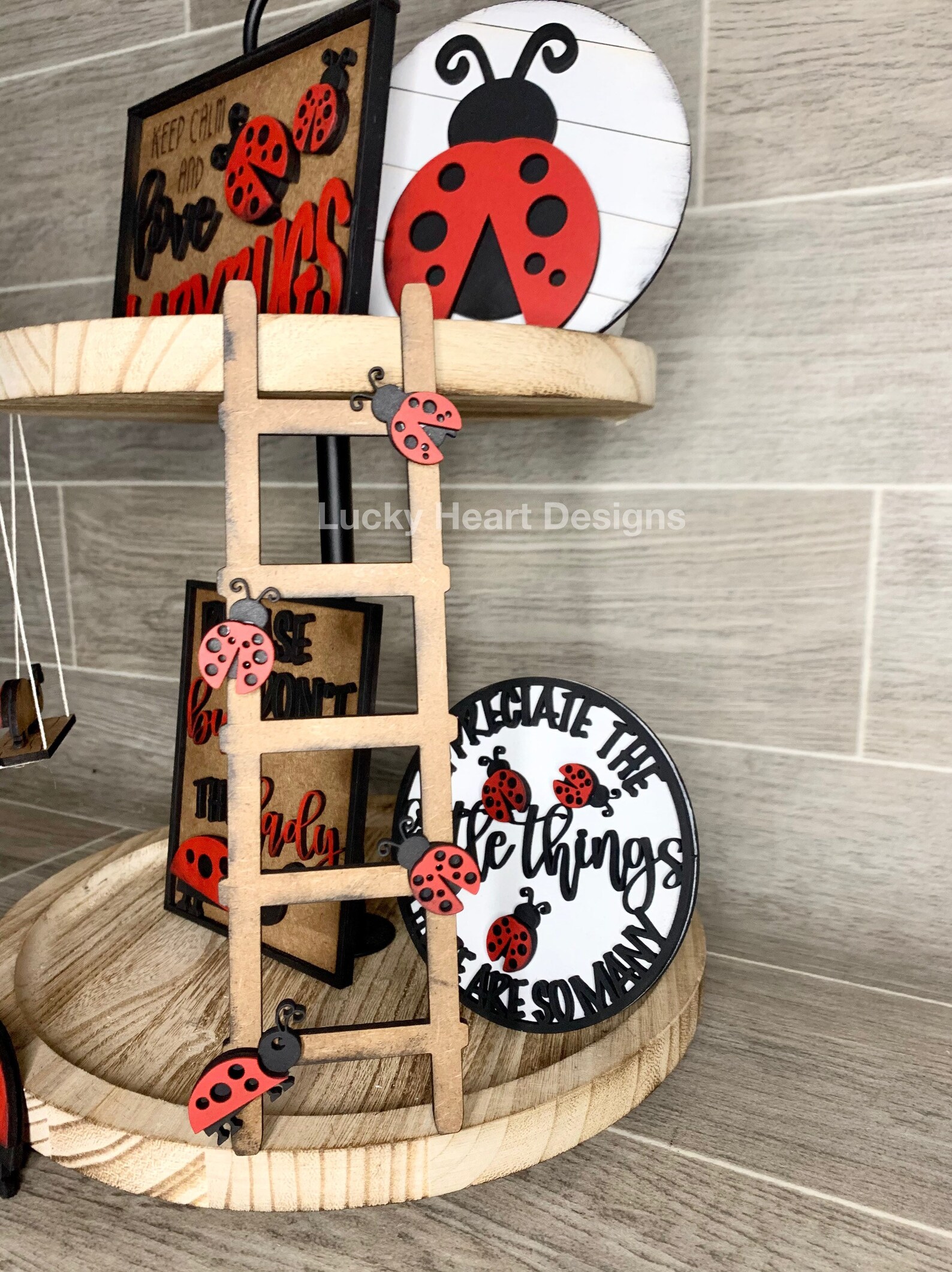 Ladybug Tiered Tray File SVG Glowforge Tier Tray Summer - Etsy