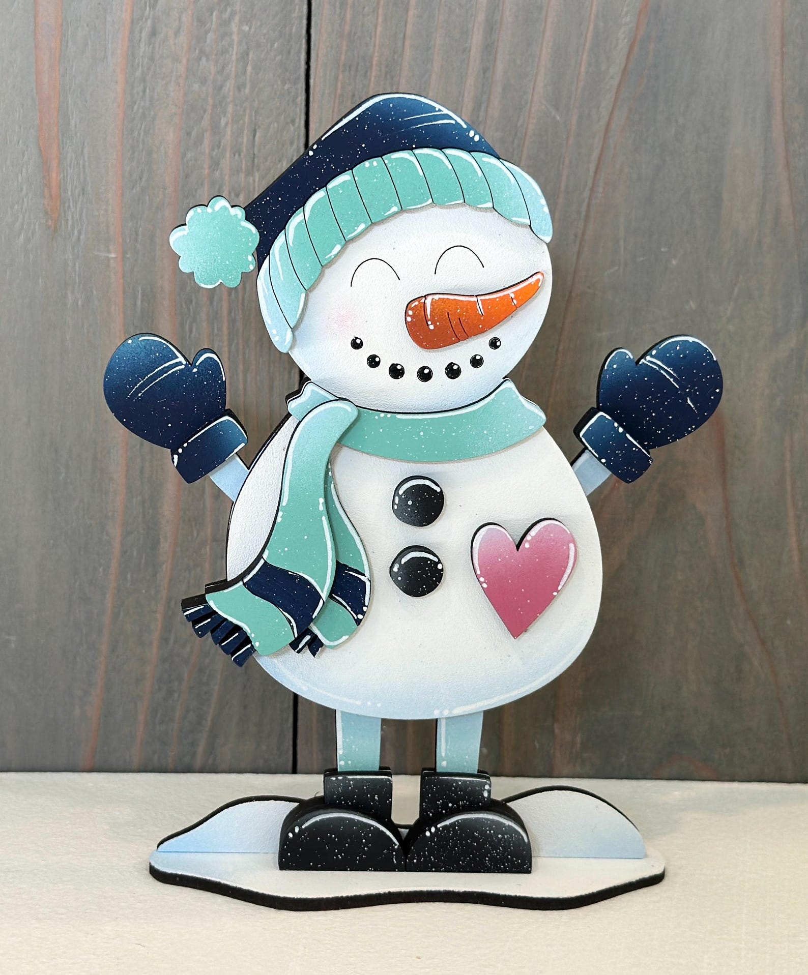 Snowman With Mittens Winter Shelf Sitter Standing Sign File SVG ...