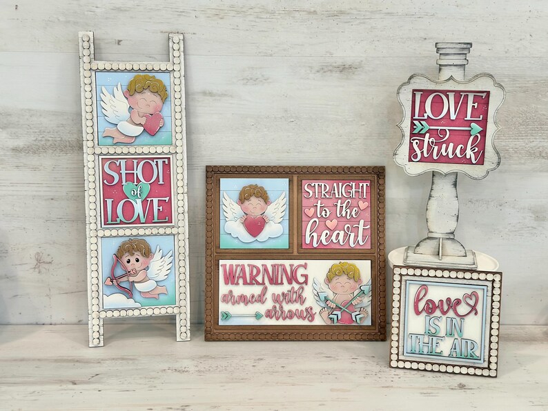 Cupid Valentine's Day Interchangeable Leaning Sign File SVG, Glowforge ...