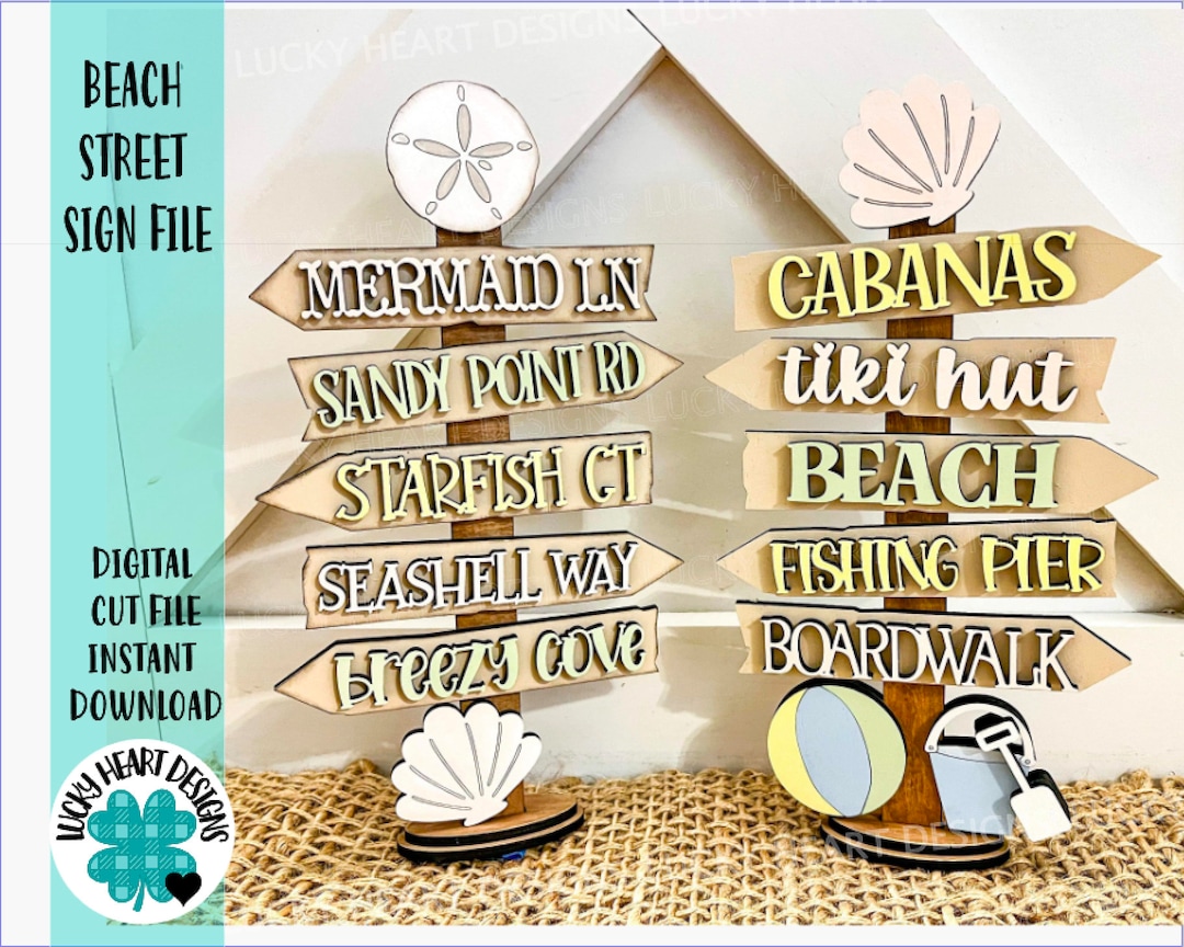 Beach Street Sign File SVG, Glowforge Summer, Luckyheartdesignsco - Etsy